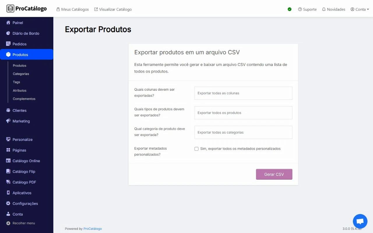 Como Exportar produtos em Arquivo CSV - Central de Ajuda